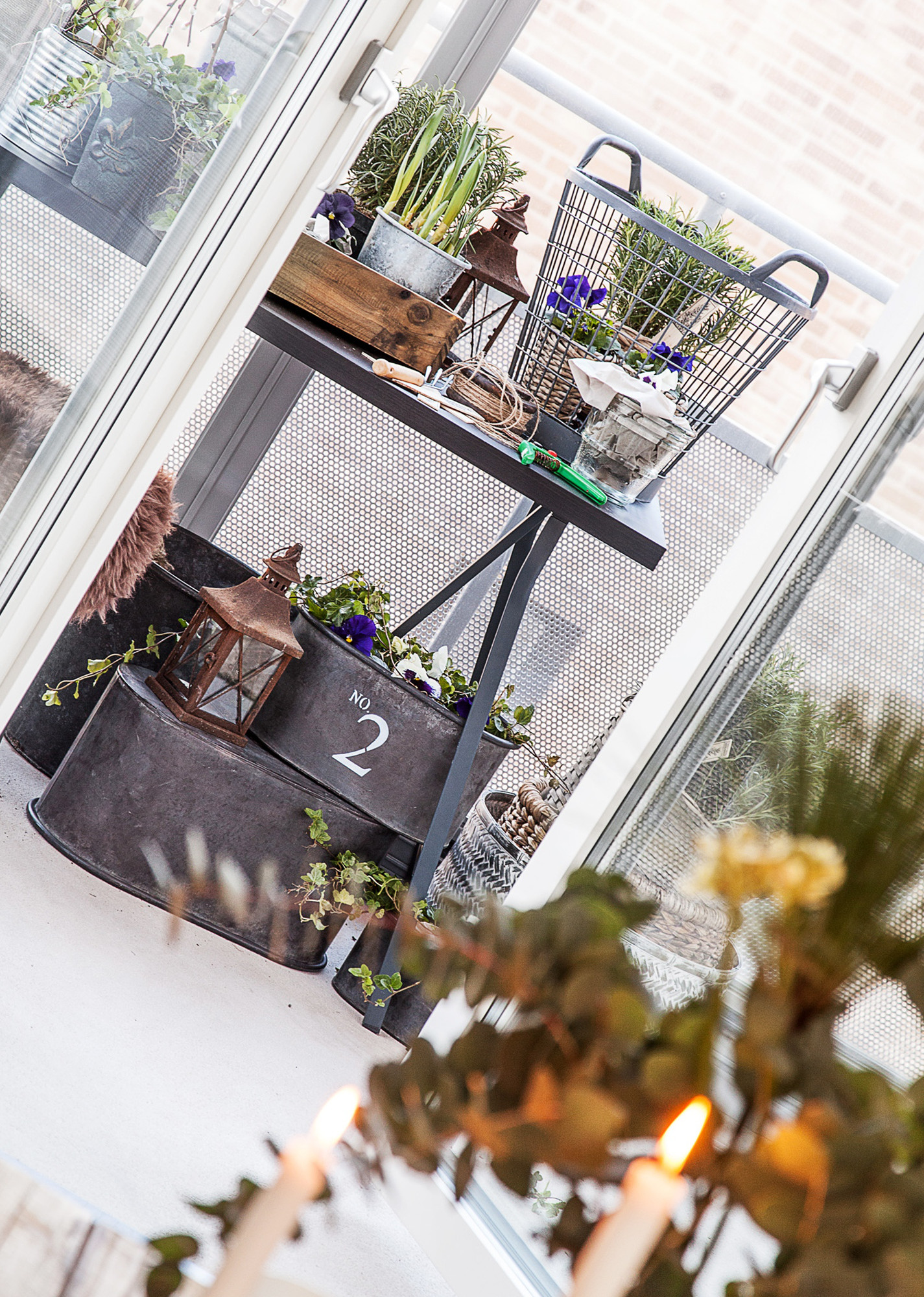 Style industriel jusque sur le balcon