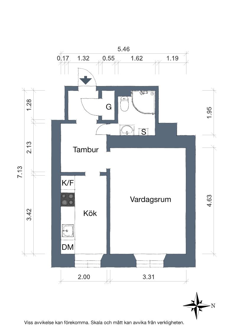 Dans ce studio de 36m2 l'entrée sert de bureau