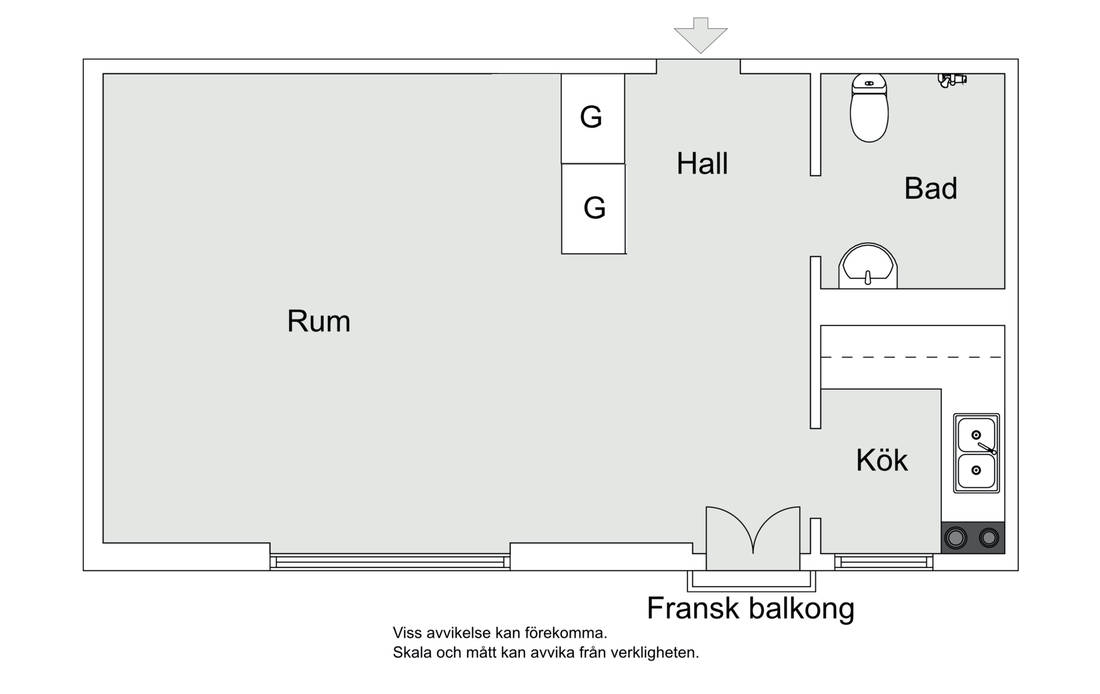 Un lit sur une estrade dans un studio de 23m2 bien organisé