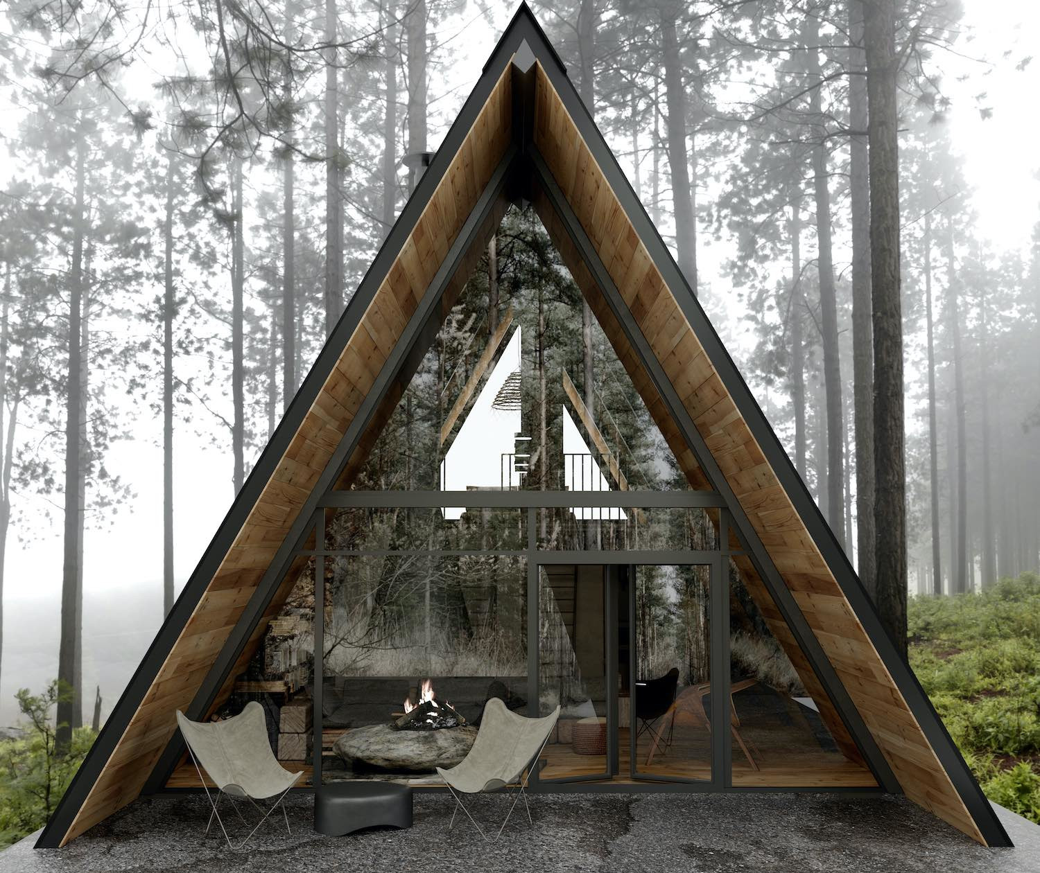 Une maison A Frame près du lac Tahoe au design nature