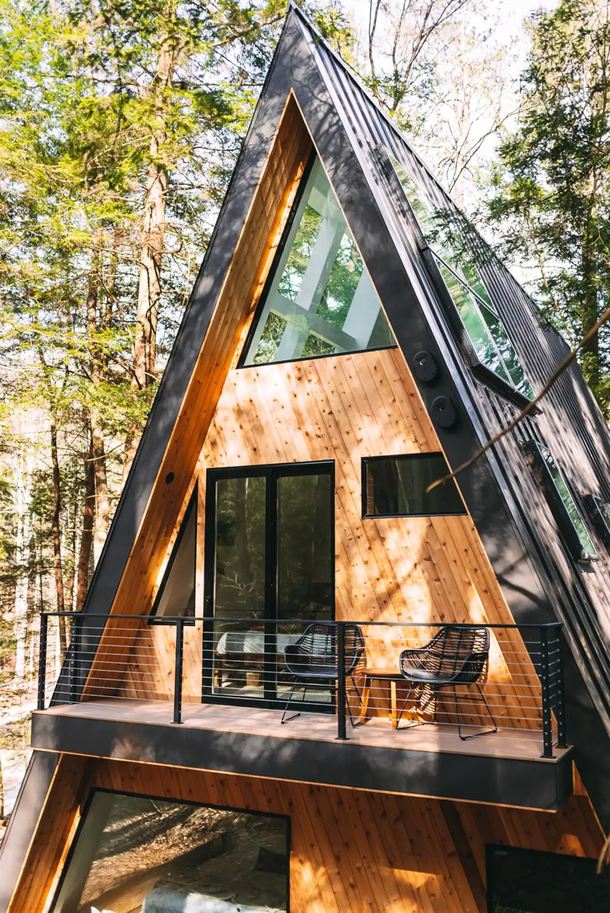 Une maison A Frame pour des vacances en forêt