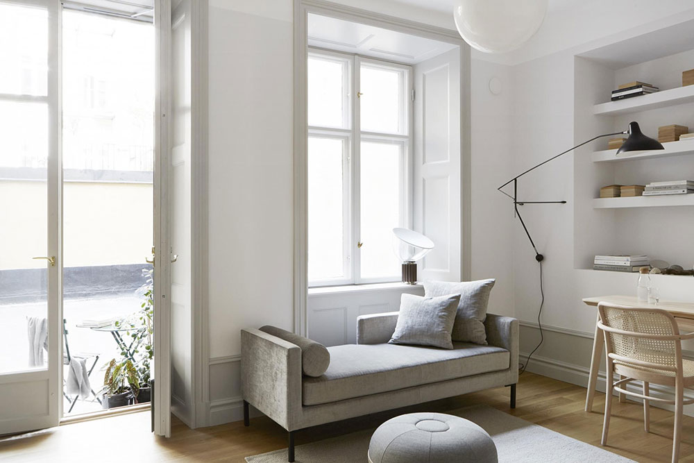 Décoration épurée pour un studio de 40m2 à Stockholm