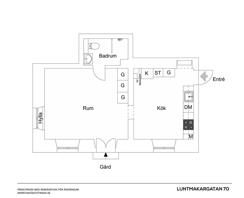 Décoration épurée pour un studio de 40m2 à Stockholm