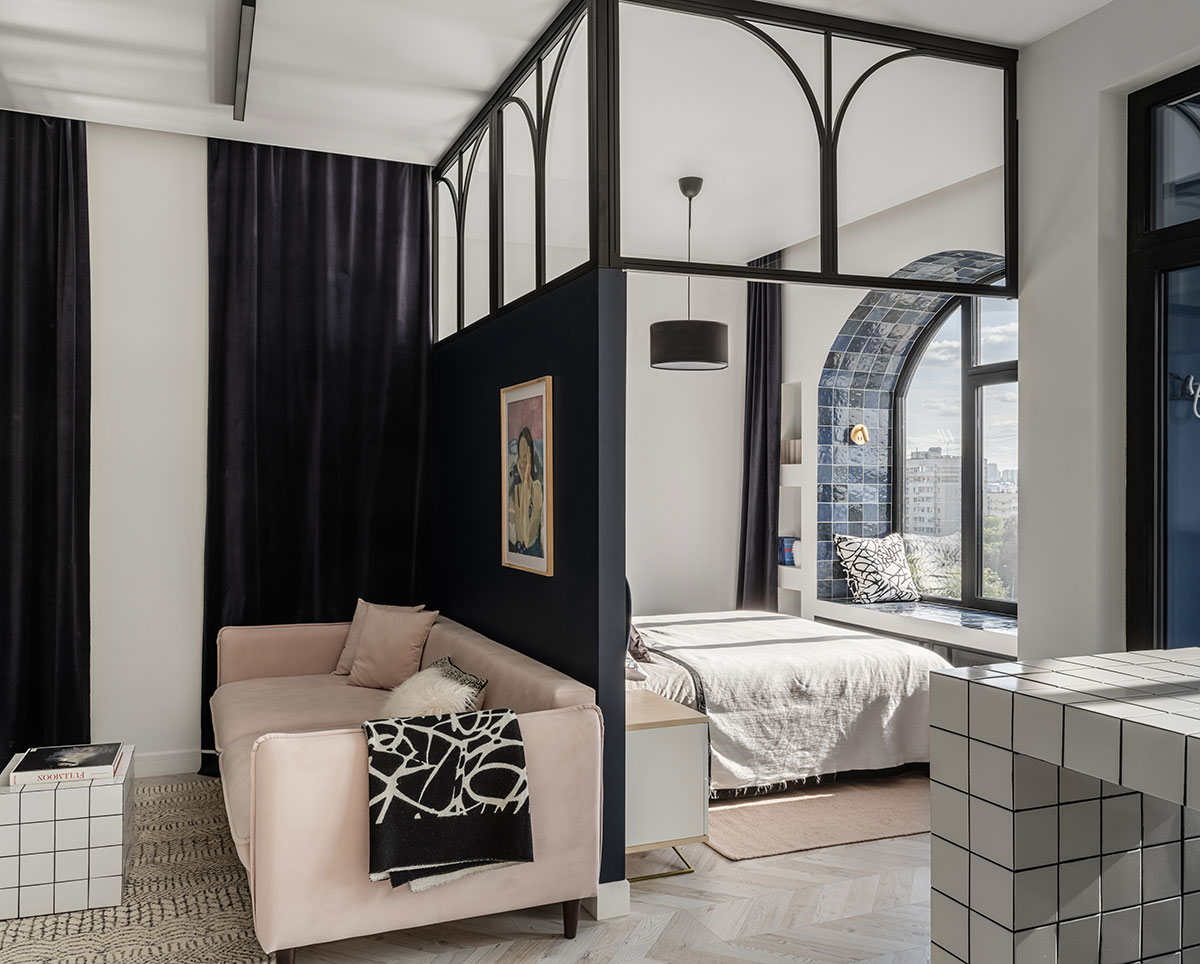 Design inventif dans un appartement de 49m2 avec vue sur un parc