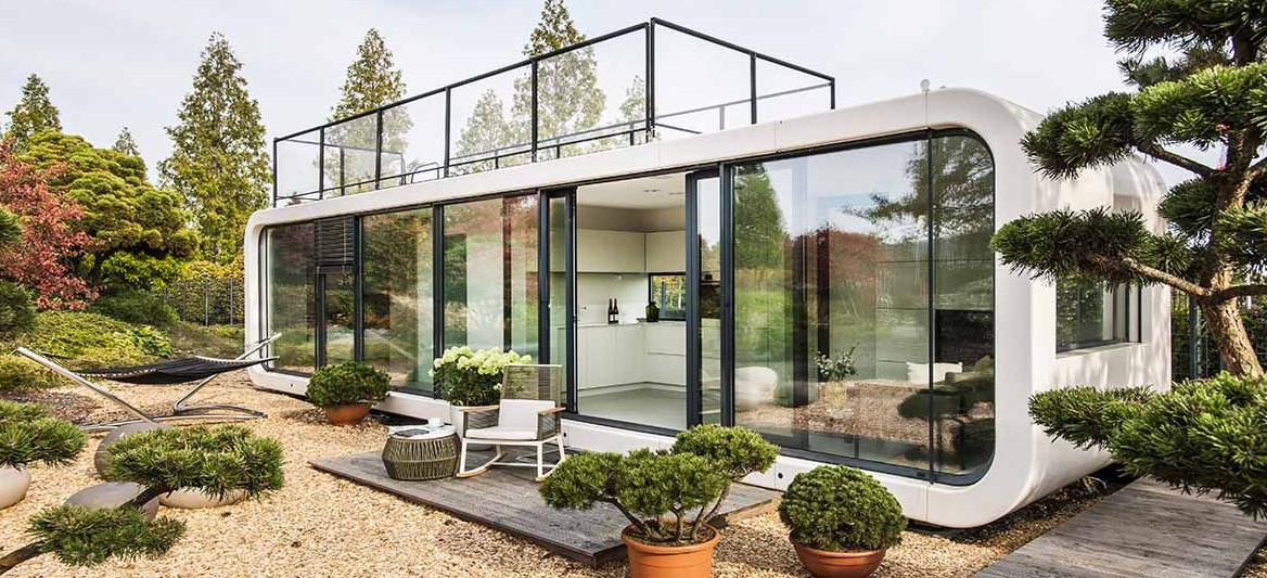 Une maison préfabriquée futuriste et modulable aux formes arrondies