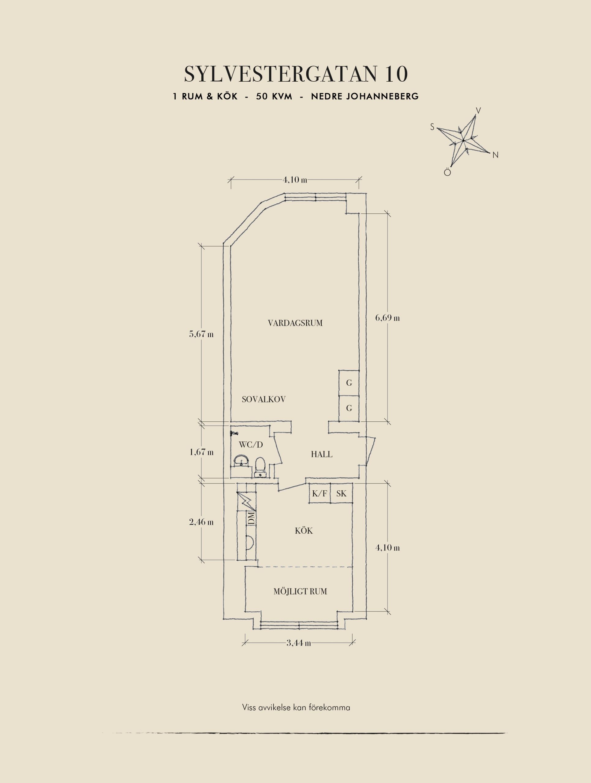 Un luxueux studio de 50m2 avec une grande cuisine séparée